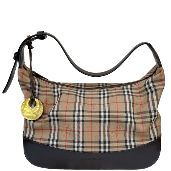Burberry | Bags | Burberry Nova Check Pattern Logo Charm Handle Bag ...